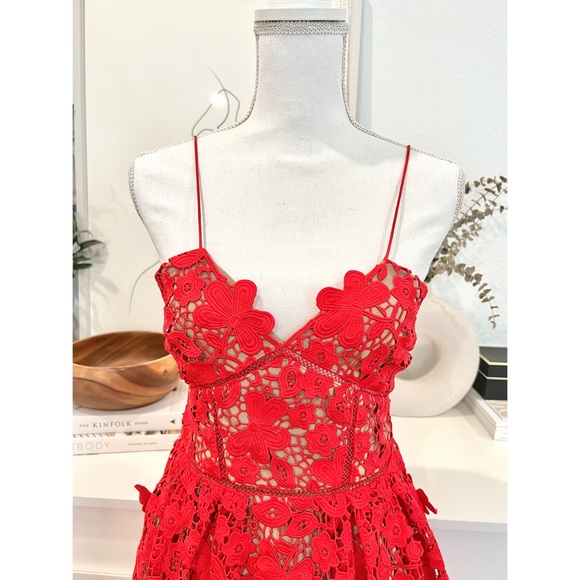 Self-Portrait | Dresses | Selfportrait Azaelea Midi Dress In Red | Poshmark